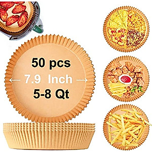Air Fryer Parchment Paper Liners, 50PCS 8" Air Fryer Paper Mats Filters Compatible with Gourmia, Cosori, Cuisinart, Tcucina, Power Xl, Instant Vortex, Air Fryer 5-8 Qt, Oven Liner Baking Needs