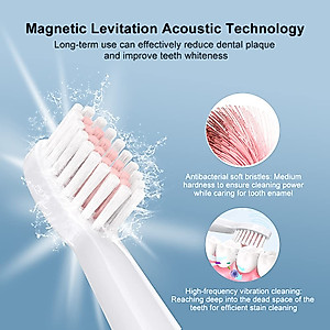 DAHOKO Electric Toothbrush for Adults, Smart Timer & Sonic Cleaning Toothbrush Electric, with 6 Brushing Modes, Brushing Cleansing Massage 3-in-1 Multifunction Electric Toothbrushes Set, White