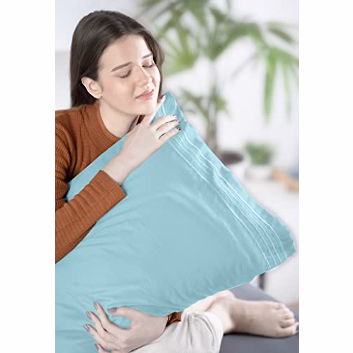 Utopia Bedding Full Sheet Set – Soft Microfiber 4 Piece Luxury Bed Sheets with Deep Pockets - Embroidered Pillow Cases - Side Storage Pocket Fitted Sheet - Flat Sheet (Spa Blue)