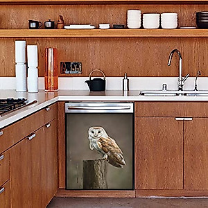 Rustic Farmhouse Dishwasher Magnet Cover Barn Owl Portrait Magnetic Refrigerator Stickers Decorative Appliance Cover Fridge Panels Metal Door Garage 23x26in