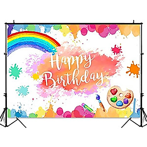 Mocsicka Painting Party Birthday Backdrop Art Paint Let's Paint Dress for a Mess Birthday Party Decorations Dress for a Mess Splatter Background Paint Party Cake Table Banner (7x5ft (82x60 inch))