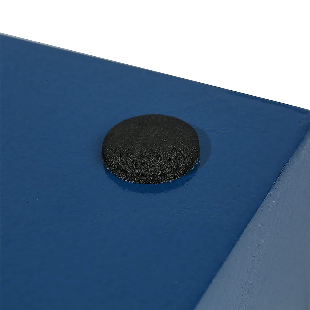 Juleduo Serving Tray 16.5“X 13“Deluxe Wooden Ottoman Tray for Coffee Table with Polished Silver Metal Handles and 4 Coasters, Living Room Bathroom Coffee Bar Organizer Modern Decorative Blue Tray