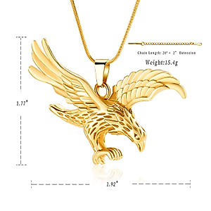 Cremation Ashes Jewelry,Eagle Shaped Memorial Urn Necklace for Ashes Keepsake Pendant Necklace for Men Women Cremation Necklace(Gold)
