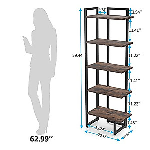 Tribesigns Corner Shelf, 5 Tier Wide Industrial Wood Wall Corner Bookshelves, Corner Storage Rack Shelves Display Plant Flower Stand Ladder Bookcase for Home Office Kitchen Bedroom