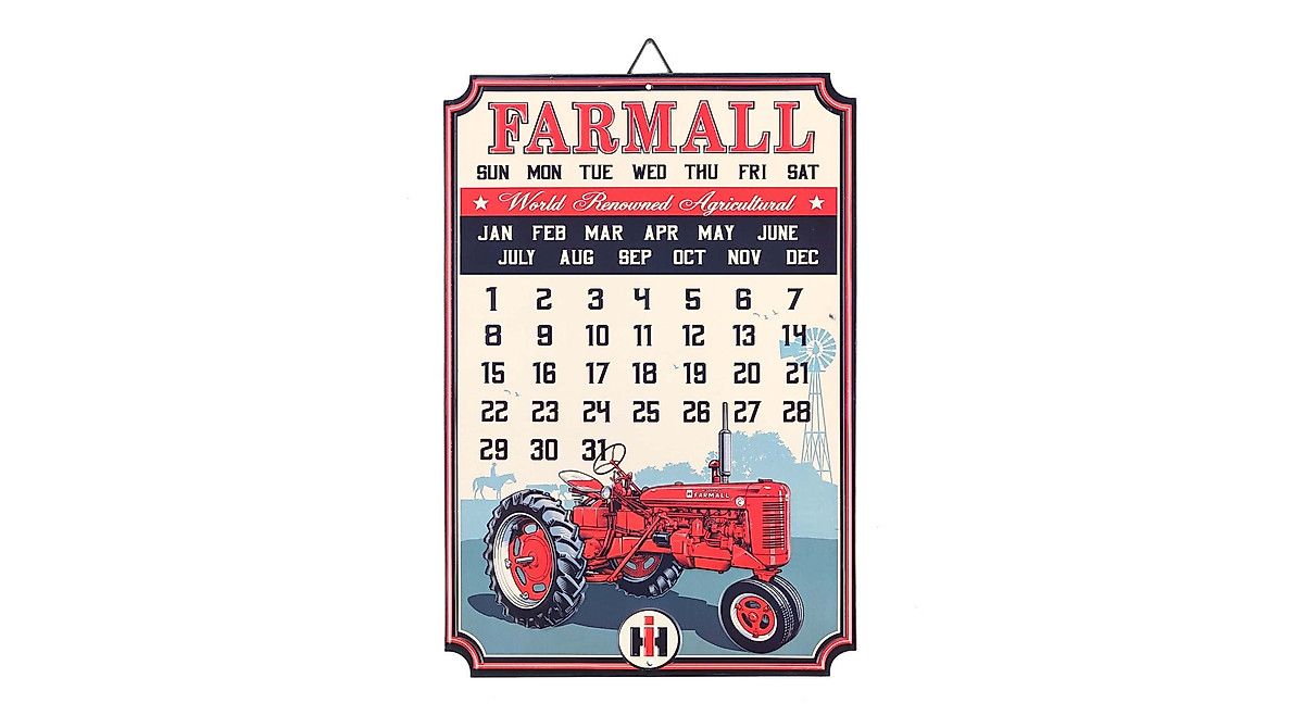 Vintage Farmall Calendar Sign - Perfect for Man Caves