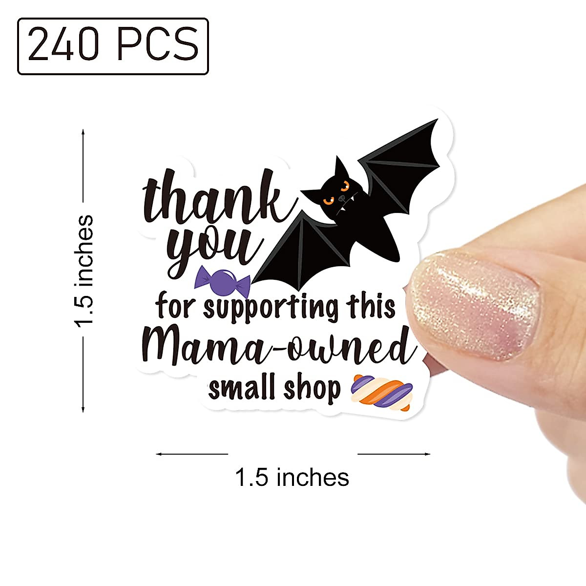 240 PCS Thank You Support Mama Owned Stickers,Funny Small Business Envelopes Stickers for Business Packages/Handmade Goods/Bags,Halloween Theme Small Shop Business Stickers for Envelopes Seals