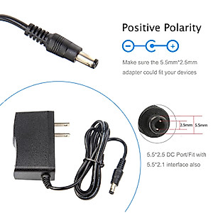COOLM AC to DC 12V 500mA Power Supply Adapter 100-240V 50 60hz to 12V 0.5A Charger 6W 5.5mm x 2.5mm DC Plug for CCTV Security Camera Router