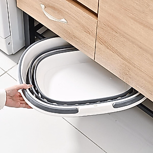 Compact 4.2 Gallon (16L) Collapsible Laundry Basket - Small Size with Handle - Foldable Pop-up Storage Container - Space-Saving Portable Hamper for Sorting Clothes(1,Gray)