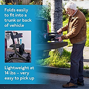 Carex Crosstour Rolling Walker Rollator - Rolling Walker with Seat - Folding, Euro Style Rollator, 4 Wheel Walker for Seniors- 300lb Capacity, Walker with Seat for Seniors