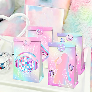 LaVenty 12 PCS Singer Theme Party Favor Bags Pop Star Theme Birthday Party Supplies Kids Candy Treat Bag for Birthday Wedding Bridal Shower