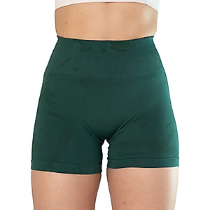 AUROLA CAMO Collection Workout Shorts for Women Subtle Logo Seamless Scrunch Gym Yoga Running Active Short,Camo-alpine Green,M