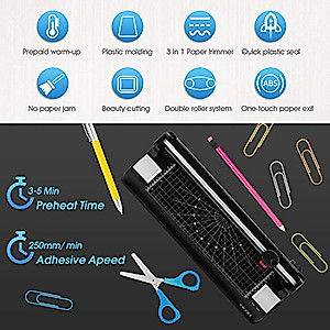 Laminator Machine for A3/A4/A6 - Bundle 300 Pack 5 Mil Thermal Laminating Pouches, Plastic Laminating Sheets