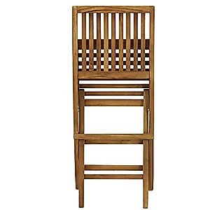 Sunnydaze Nantasket Solid Teak Outdoor Folding Dining Chairs - Light Wood Stain Finish - 2 Chairs