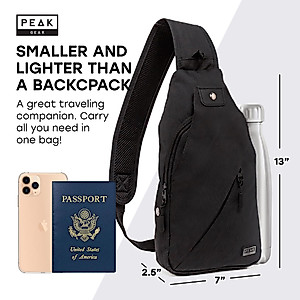 Peak Gear Sling Compact Crossbody Backpack and Day Bag (Black)