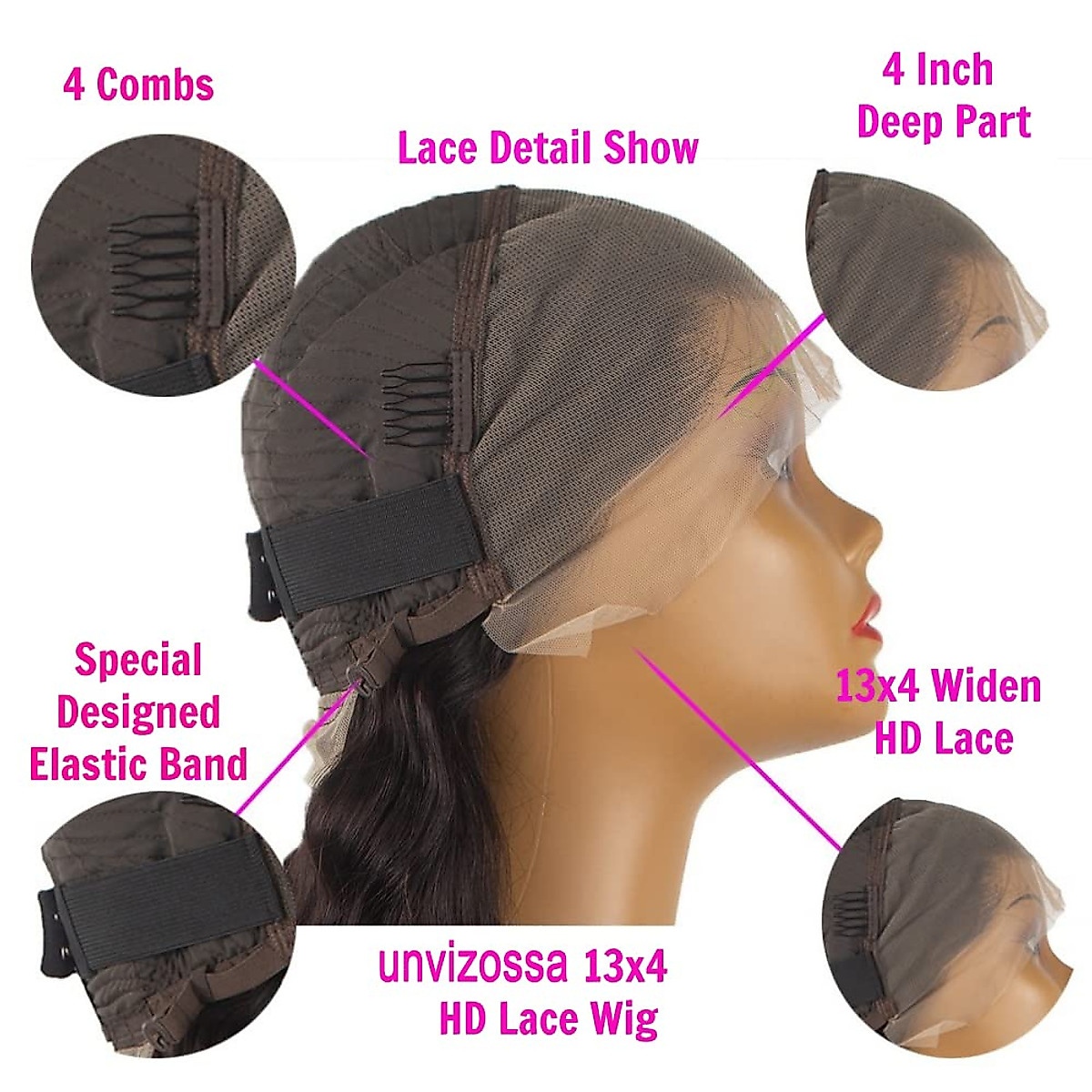 Straight Lace Front Wigs 13x4 HD Transparent Lace Front Wigs Glueless Wigs Human Hair Pre Plucked with Baby Hair 180% Density Lace Frontal Wigs for Black Women Natural Color (20inch)