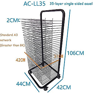 YSCMX Drying Rack, Mobile Classrooms Drying Rack with Wire Shelves for Works of Art Studios and Home Use, Black Powder Coated Finish (Size : 35-Layer)
