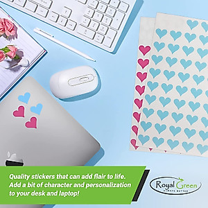 Royal Green Small Heart Stickers - Scrapbooking Stickers, Packaging Stickers, Arts & Crafts Decorative Sticker Labels for Scrapbooks & More - 0.5 inch, 350-Pack (Red)