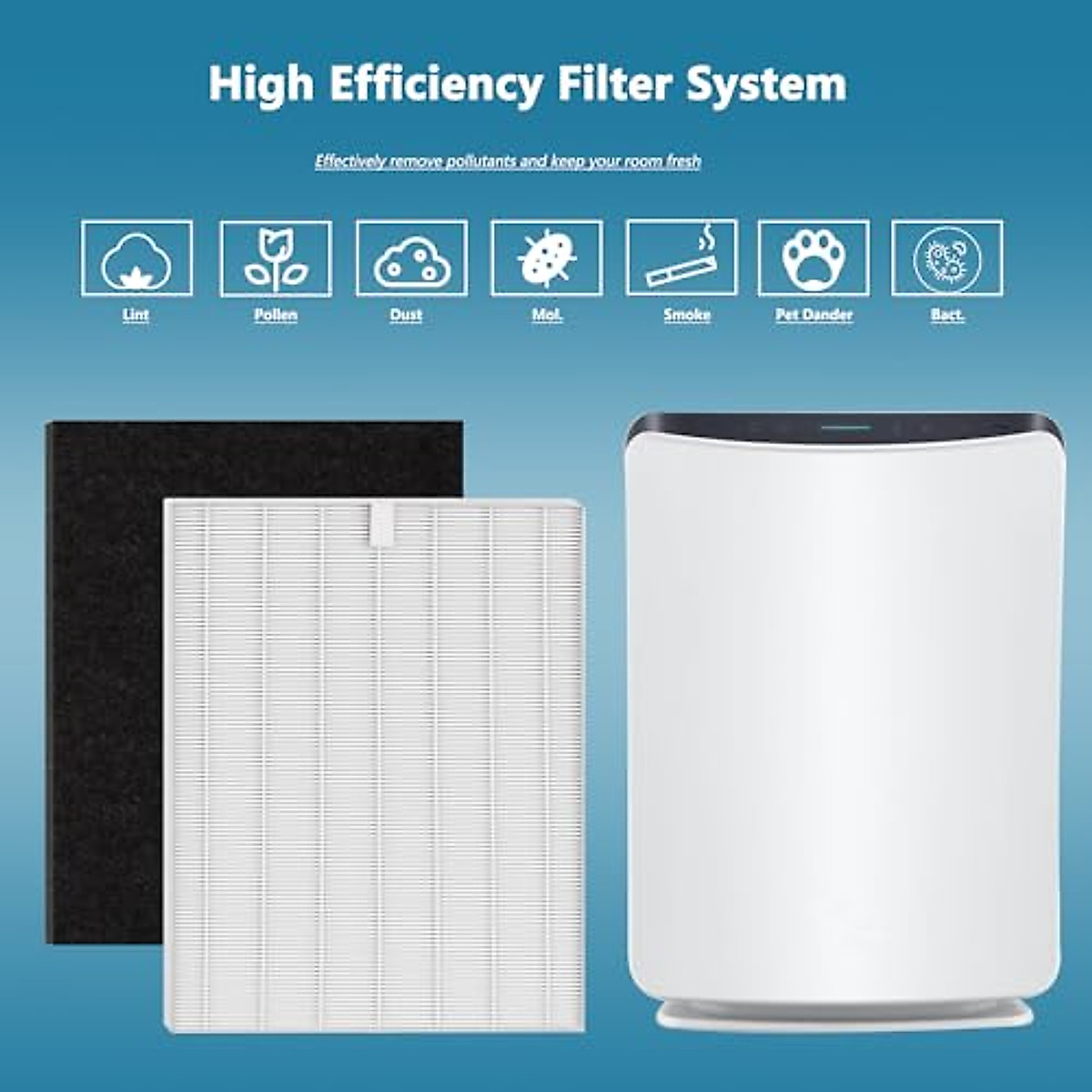 2 Sets D480 Replacement Filter D4 Compatible with Winix D480 Air Purifier, 2 Hepa Filter and 8 Air Filters Felt, Replace Part Number 1712-0100-00, Filter D4