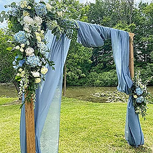 Dusty Blue 5 Yard Chiffon Fabric by The Yard Drapery Continuous Solid Color Sheer Fabric for Outdoor Wedding Arch Backdrap Decorations