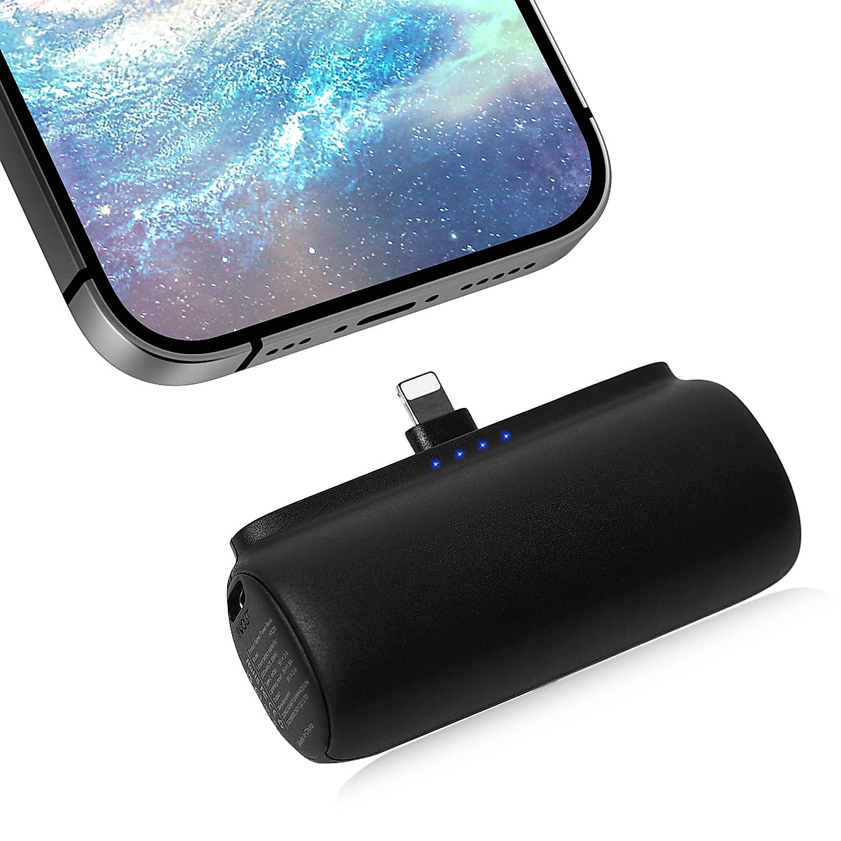 HUAENG Small Portable Charger 5500mAh Power Bank Plug in iOS Connector, 18W PD Fast Charging External Battery Pack Compatible with All iPhone 14 13 12 11 pro max xs iPad and Airpods-Black