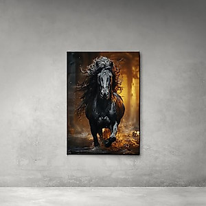 Majestic Black Stallion Galloping In The Clouds, Black Horse On Salt Flats, Canvas Print, Black Horse Print, Black Horse Wall Art, Decor Canvas, Art Decor