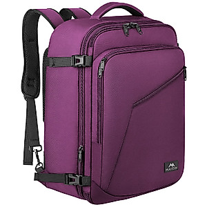 MATEIN Travel Backpack for Women, Expandable Flight Approved Carry on Water Resistant Lightweight Suitcase, Large Business Weekender Personal Item Backpack, Gift for Traveler, Purple