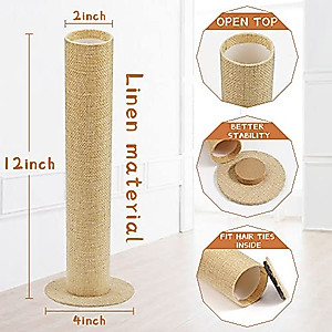 2Pcs Top Open Scrunchie Holder, Velvet Cotton Linen Hair Ties Organizer Jewelry Tower Room Decor for Teen Girls Women Gifts - Hair Accessories Bracelets Display Vertical Stands - 11 Inches