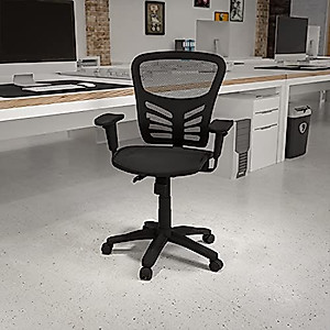 Flash Furniture Nicholas Mid-Back Transparent Black Mesh Multifunction Executive Swivel Ergonomic Office Chair with Adjustable Arms