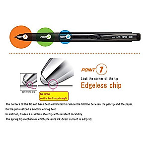 Uniball Signo RT Gel Ink Black Ballpoint Pens 0.28mm Pack of 5 Set Rubber Grip and Click Retractable, Ultra Fine Point Pens with 6 Color Ballpoint Pen and Sticky Notes