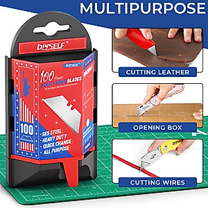 DIYSELF 2Pack Utility Knife Box Cutter Retractable and 100Pack Box Cutter Blades