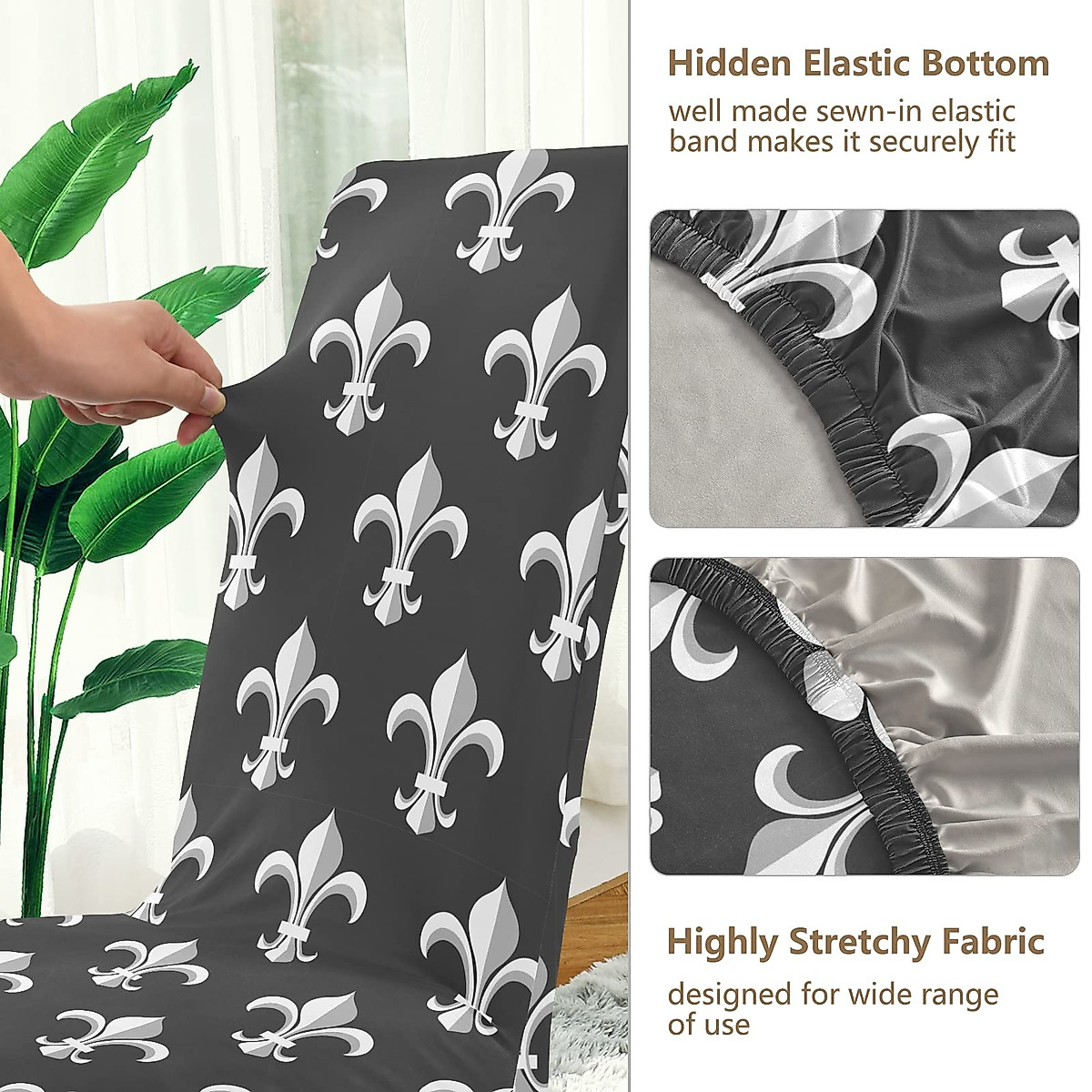Mardi Gras Dining Chair Covers Set of 2 Spandex Stretch Dining Chair Slipcover for Dining Room Hotel Banquet