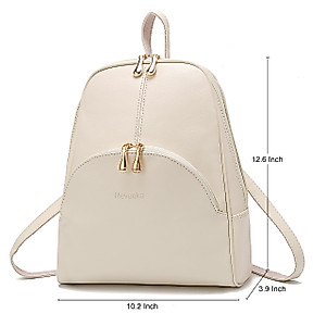 Nevenka Backpack Purse for Women Casual Shoulder Bag PU Leather Zipper Closure Adjustable Strap (beige)