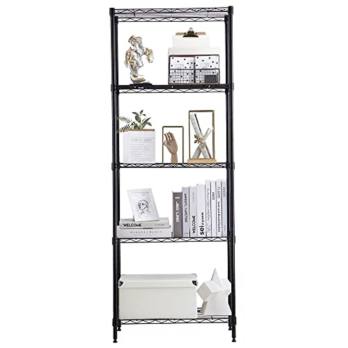MZG Steel Heavy Duty 5-Tier Utility Shelving Unit Steel Organizer Wire Rack for Home,Kitchen,Office (24-in W x 14-in D x 63-in H)