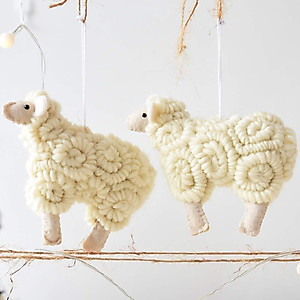 Fashionhe Christmas Tree Pendant Hanging Home Sheep Ornament Christmas Decoration(Beige,S)