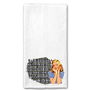 My Knight in Shining Armor Turned out to be an Idiot Wrapped in Tin Foil Funny Vintage 1950's Housewife Pin-up Girl Waffle Weave Microfiber Towel Kitchen Linen Gift for Her BFF