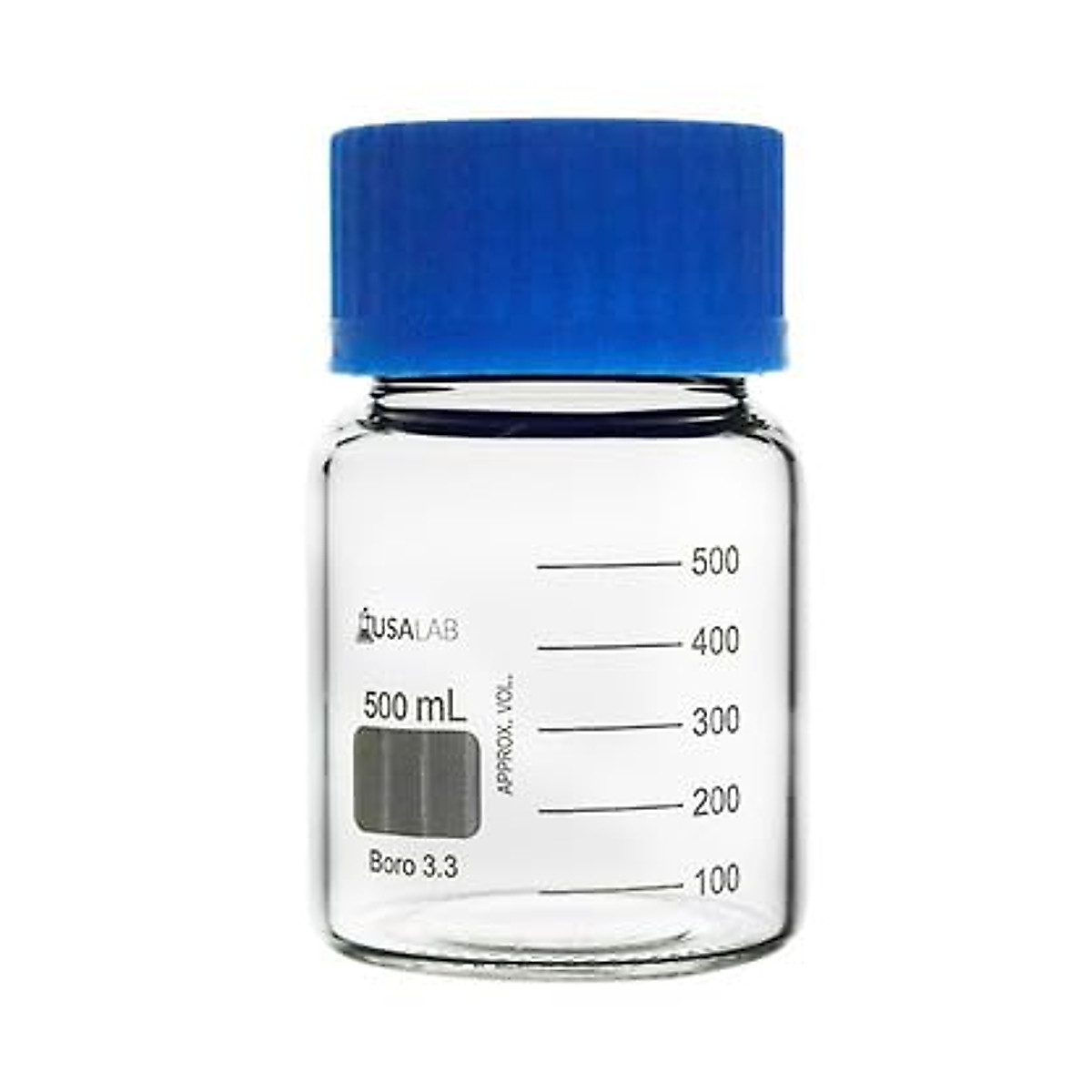 USA LAB 5000 ML Round Wide Mouth Media Bottle with GL80 Screw Cap, Clear 3.3 Borosilicate Glass Bottles for Scientific Solution Storage, Multi Purpose Science Labs Solvent Container