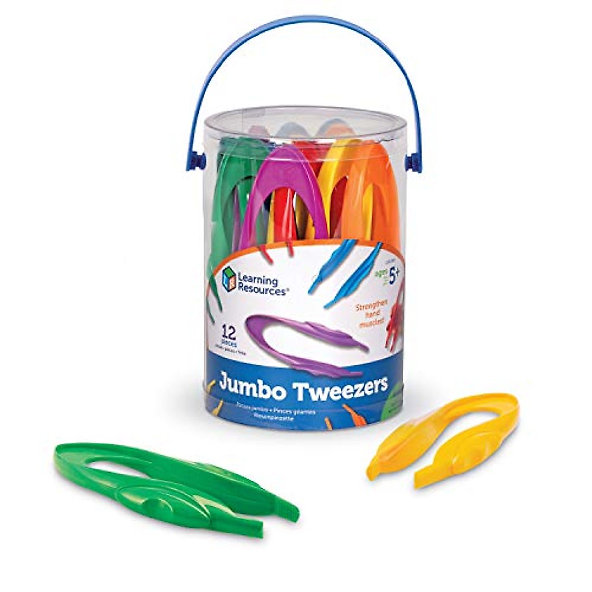 Learning Resources Jumbo Tweezers, Sorting & Counting, Preschool Science, Homeschool, Toddler Fine Motor Skill Development, Set Of 12