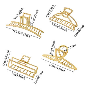 4pcs Metal Gold Hair Clips for Women, Geometry Square Cross Big Small Hair Clamps Jaw Crab Barrette for Thick Thinner Long Hair, Fashion Women's Hair Accessories Styling Tools Gifts