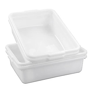 Gloreen 4-Pack Commercial Bus Tubs, 8 L, White Wash Basin Plastic Dish Pan