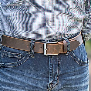 Nickel Smart Roan Mountain Brown Leather Belt - Distressed 38"