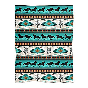 CLOHOMIN Dream Catcher Horse Breathable Soft Throw Blanket Aztec Native American Couch Blnket Navajo in Green Indian Tribal Print Bed Blanket Machine Washable Bed Couch Cover