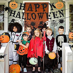 Happy Halloween Banner - Halloween Hanging Paper Garland Bunting Banner Bloody Pumpkin Decorations, Photo Backdrop for Wall Home Mantle Office Wall Scary Party Supplies