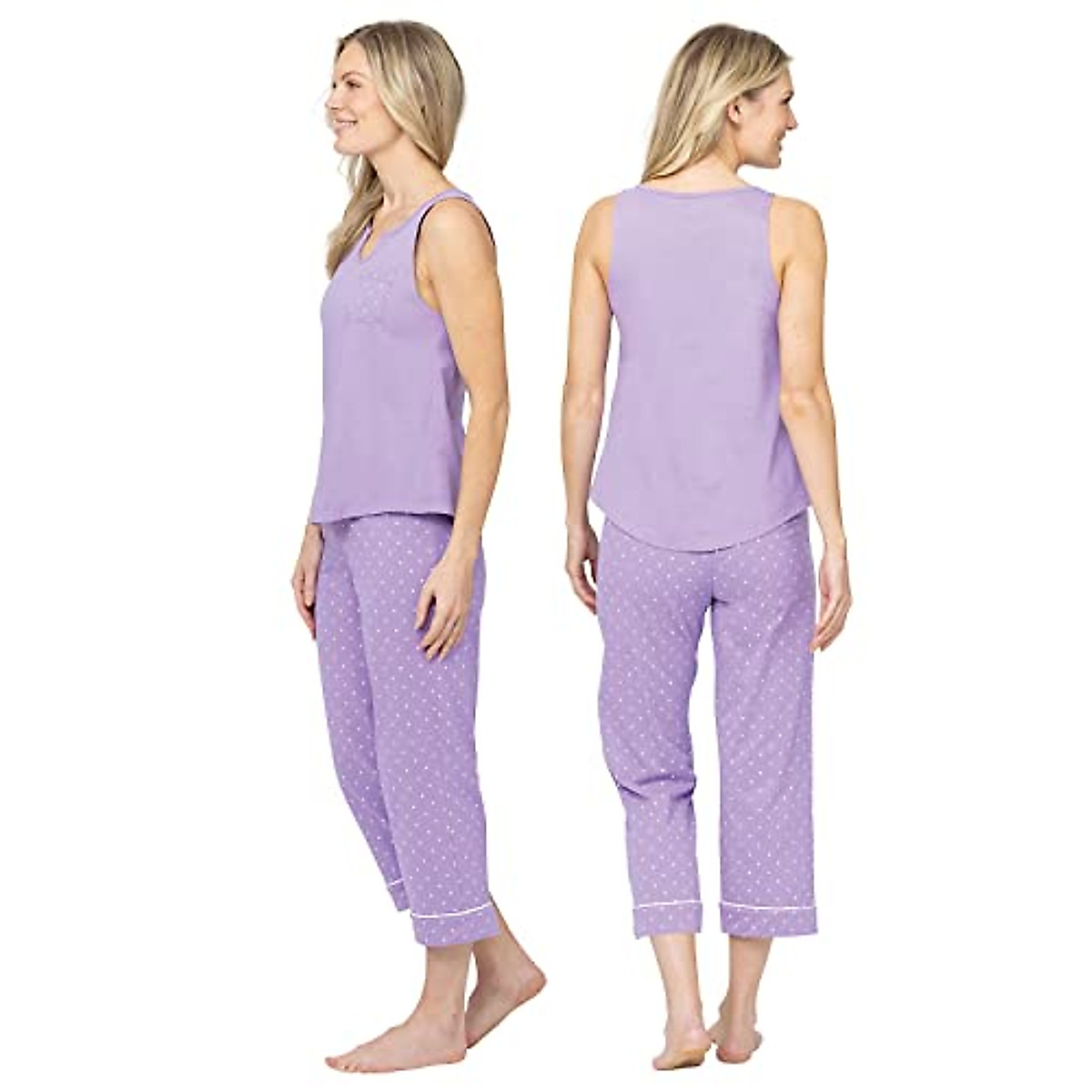 PajamaGram Summer Pajamas For Women - PJ Set For Women, Lavender Polka Dot, MD