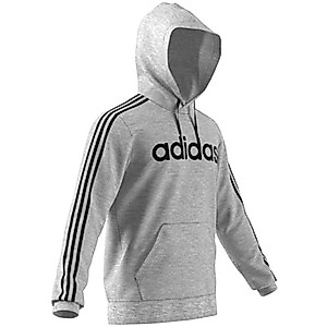adidas Men's Essential 3-Stripe Logo Hoodie, Heather Grey, XL