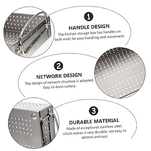 Cabilock Flatware Tray Stainless Steel Cutlery Container Utensil Holder Mesh Design Silverware Countertop Storage Organizer