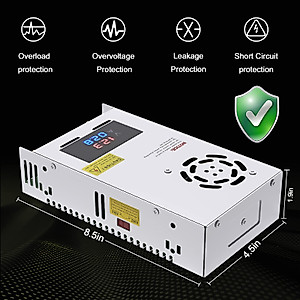 IMAYCC Adjustable Power Supply with LED Display - 110V AC to 24V DC Converter 480W 20A