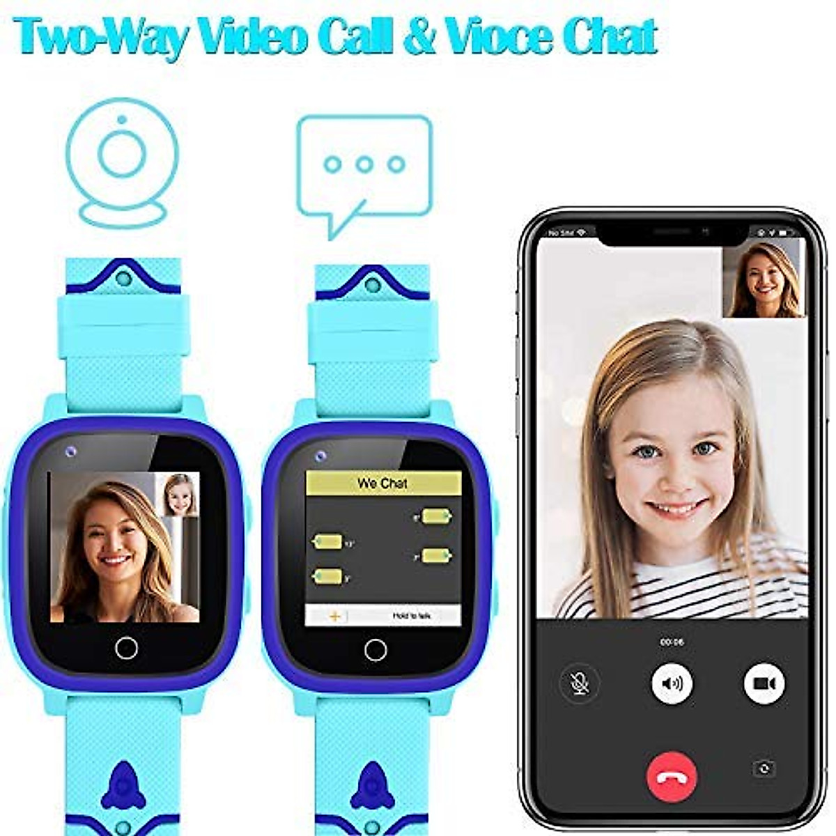 4G Kids Smart Watch w GPS Tracker,Kids Phone Smartwatch w Camera,Call,Pedometer,SOS,Touch Screen WiFi Wrist Watch Boys Girls Smartphone,3-15 Years Old Children Student Birthday Gifts(Light Blue)