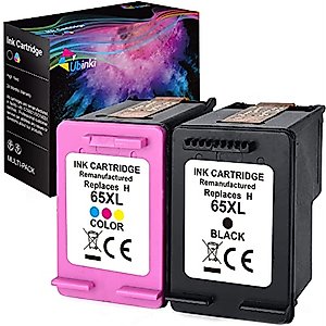 Ubinki Remanufactured 65xl Ink Cartridges Replacement for HP 65XL 65 Ink to use with Envy 5055 5052 5058 DeskJet 3755 2655 3720 3722 3723 3752 3758 2652 2624 Printer High Yield (1 Black 1 Tri-Color)