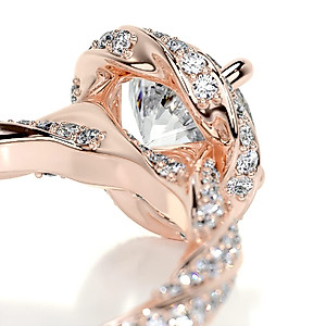 Solid Gold Handmade Wedding Ring 3 CT Round Cut Moissanite Diamond Halo Bridal Engagement Ring for Anniversary Propose Gift (18K Solid Rose Gold)