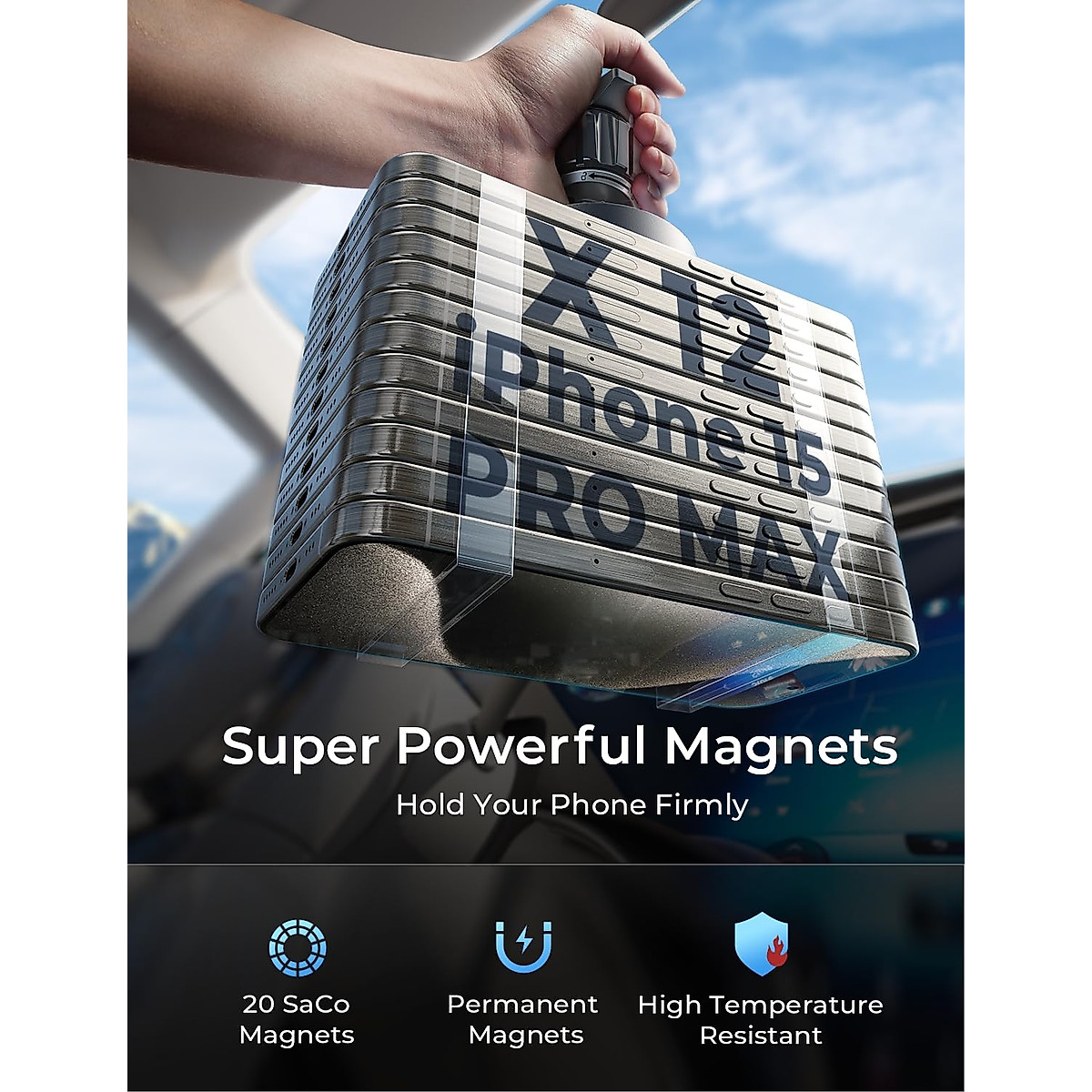 LISEN for Magsafe Car Mount Charger [20 Strong Magnets], for Magsafe Car Charger, Hands Free 15W Wireless Car Charger for iPhone 15, Universal Phone Mount for Car Wireless Charger Fits iPhone 14 13 12